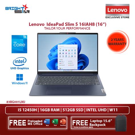 Lenovo Ideapad Slim 5 16iah8 16 Wuxga Ips Intel I5 12450h 16gb