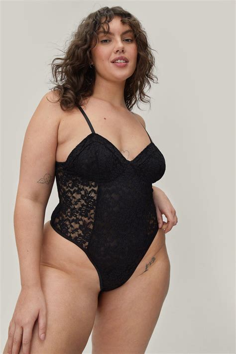 Black Plus Size Lace Underwired Lingerie Bodysuit By Ags21tres On