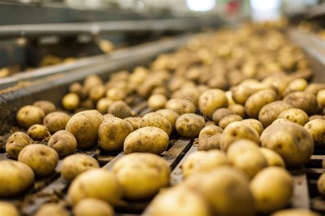 Potato Sorting Processing And Packing Factory Stock Illustration