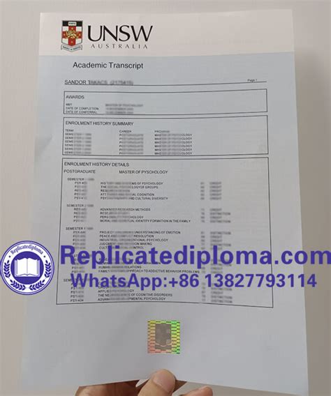 Copy University Of New South Wales Transcript Order Unsw Transcirpt