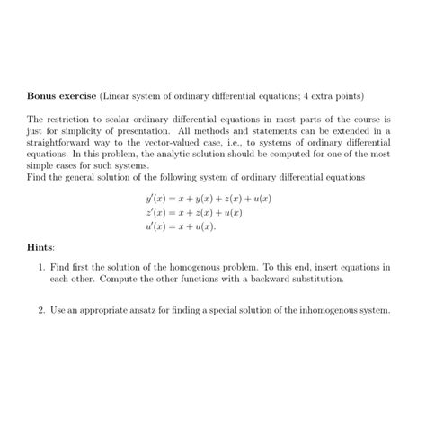 Solved Bonus Exercise Linear System Of Ordinary