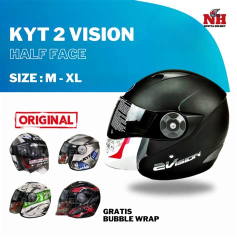 Jual Helm Helmet Kyt 2 Half Face Vision Original Asli Bisa Untuk Wanita Dan Pria Helm Cewek Dan