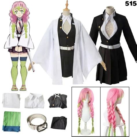 New Anime Kanroji Mitsuri Cosplay Costume Kimono Haori Dress Wig