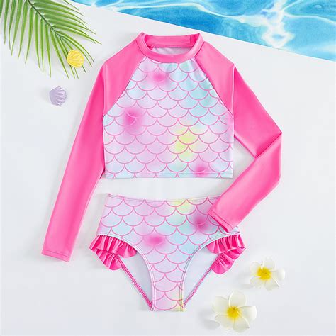 2024 Europeus E Americanos Novas Meninas Split Swimsuit Crianças Da Sereia Bikini Swimsuit