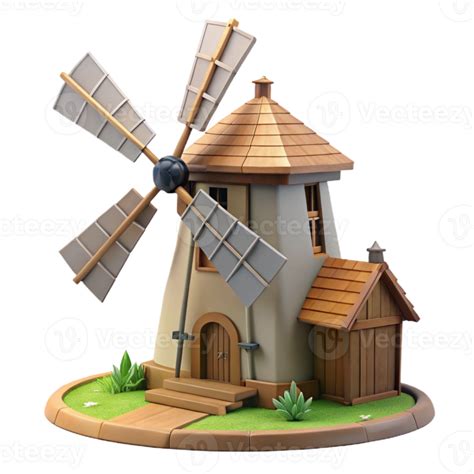 Wonderful Contemporary Cartoon Windmill 3d Render Original 56473808 Png