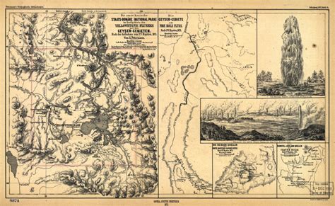 Yellowstone National Park 1872 German Map ~ Yellowstone Up Close And