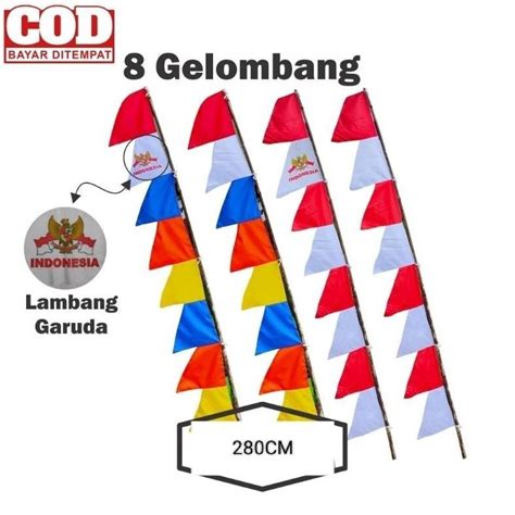 Jual Big Sale Bendera Umbul Umbul 8 Glombang Titik Mata Warna Warni Merah Putih Model Gergaji