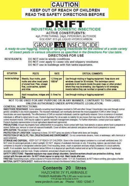 Drift Industrial Insecticide Pestech Australia