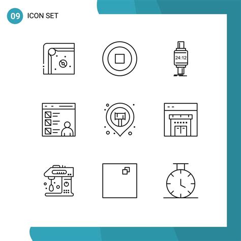 Pack Of 9 Creative Outlines Of Location Develop Smartwatch Coding App