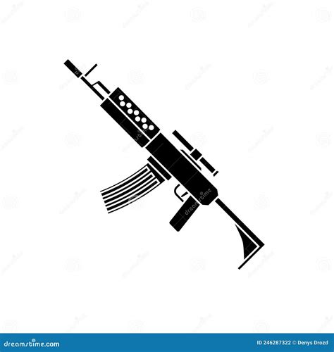 Machine Ector Icon Set Weapon Illustration Sign Collection Army