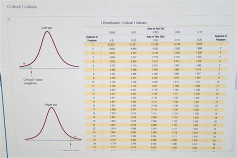 Solved Critical T Values T Distribution Critical T