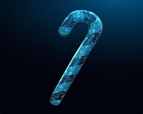 Premium Vector Candy Cane Christmas Concept With Glowing Low Poly Candy