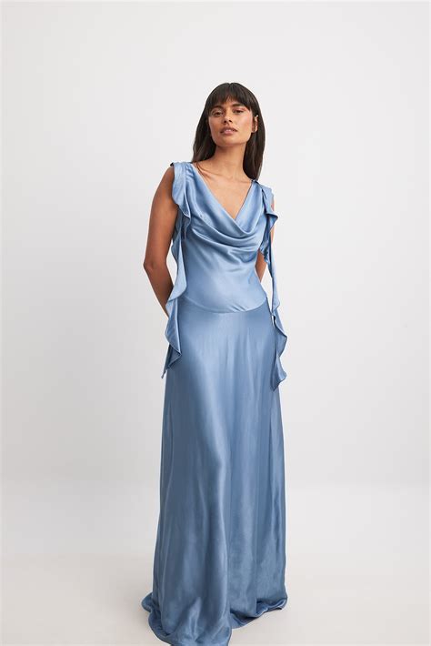 Satin Mermaid Maxi Dress Blue Na Kd
