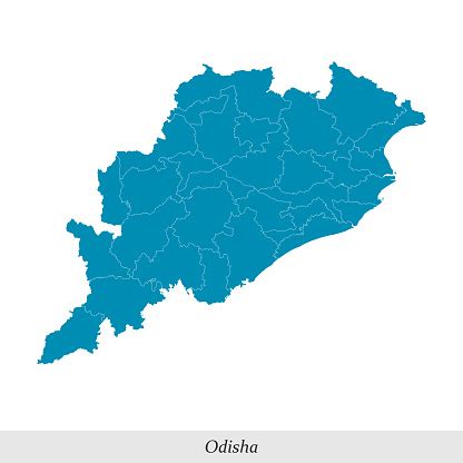 Map Of Odisha Is A State Of India With Districts向量圖形及更多地圖圖片 地圖 奧里薩邦