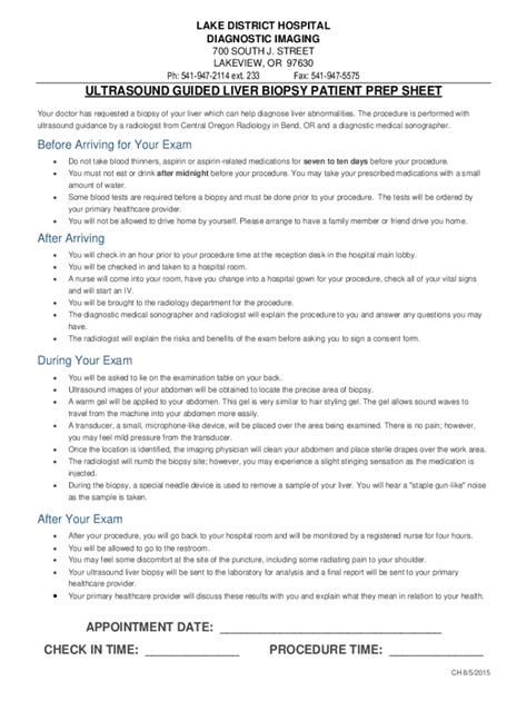 Fillable Online Ultrasound Guided Liver Biopsy Patient Prep Sheet Fax