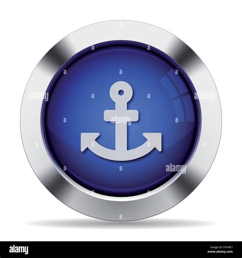 Blue Glossy Steel Anchor Button Arranged Layer Structure Stock Vector