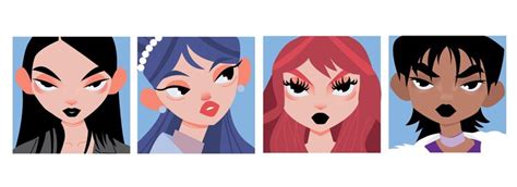 Premium Vector Cartoon Modern Girls A Set Of Female Portraits Cute