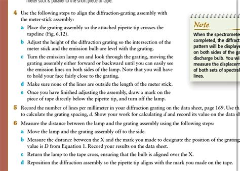 4 Use The Following Steps To Align The Diffraction Grating Assembly With The Meter Stick