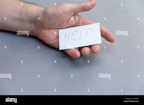 Help Handwritten Gray Lettering Open Male Palm With White Business