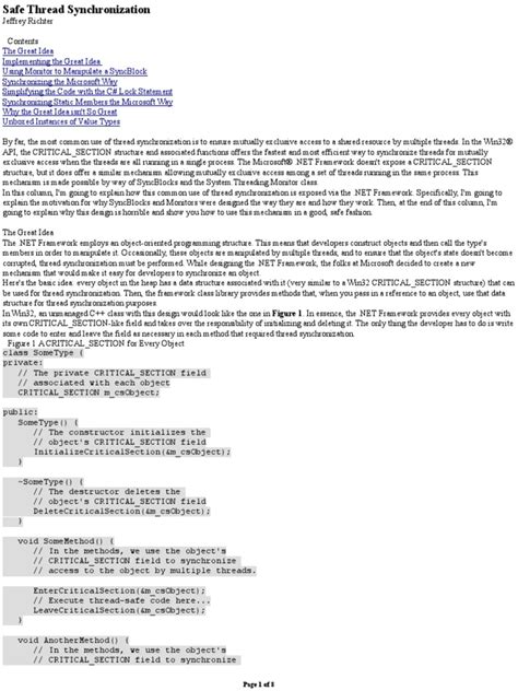 Safe Thread Synchronization Threading Download Free Pdf C Sharp