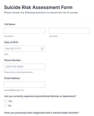 Suicide Risk Assessment Form Template Jotform