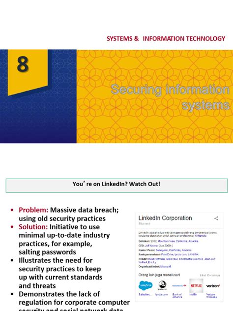 Pertemuan 8 Sistem Informasi Teknologi Securing Information Systems