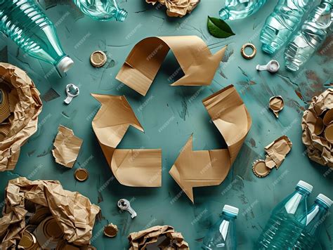 Recycling Symbols With Various Recyclable Materials Premium Ai