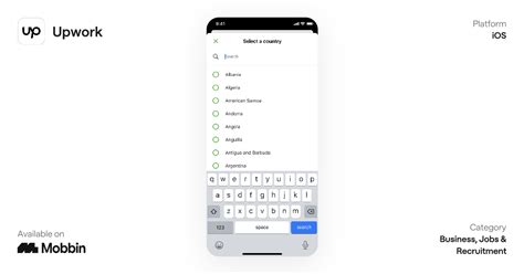 Upwork Ios Country Selection Mobbin