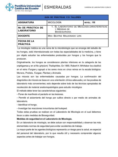 Guía Práctica 1 El Laboratorio De Micología Descargar Gratis Pdf