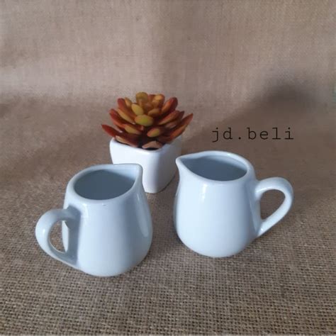 Jual Milk Jug Sugar Gula Cair Creamer Saus Pot Mini Teko Keramik Putih