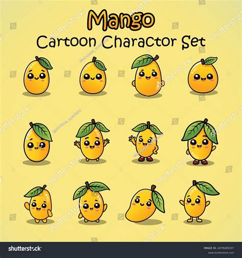 Cartoon Cute Characters Cute Mango Fruit Stock Vector Royalty Free