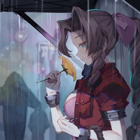 The Big Imageboard Tbib 1girl Aerith Gainsborough Aqua Eyes Blurry