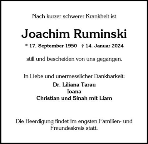 Traueranzeigen Von Joachim Ruminski Vrm Trauer De