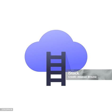 Ikon Vektor Awan Dan Tangga Di Atas Putih Ilustrasi Stok Unduh Gambar
