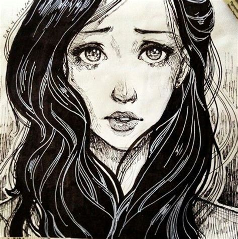 Sad Girl Face Sketch At Explore Collection Of Sad
