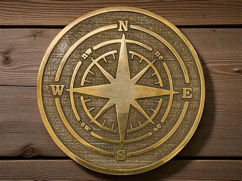 Handcrafted Brass Compass Rose Plaque Nautical Garden Wall Art Etsy