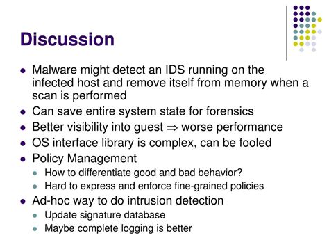 Ppt A Virtual Machine Introspection Based Architecture For Intrusion Detection Powerpoint