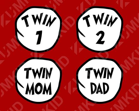 Twin One Twin Two Svg Twin 1 Twin 2 Svg Dr Svg Seuss Svg Teacher