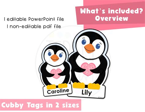 Editable Valentine Penguin Cubby Tags Winter Cubby Tags Made By