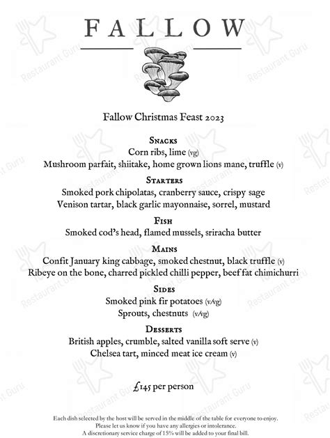 Menu At Fallow Restaurant London
