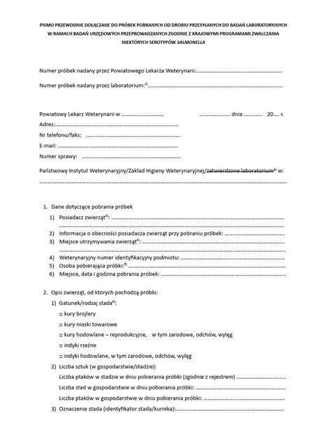 Pismo Przewodnie Probki 2020 Pdf