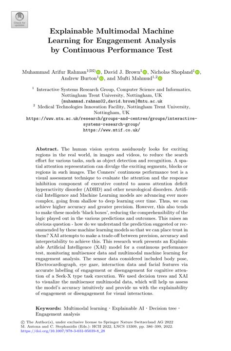 Pdf Explainable Multimodal Machine Learning For Engagement Analysis