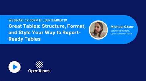 Webinar Great Tables Structure Format And Style Your Way To Report Ready Tables