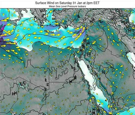 Egypt Surface Wind On Saturday 24 Jan At 2am Eet