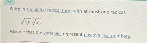 Solved Write In Simplified Radical Form With At Most One