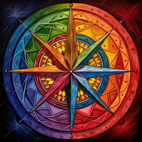 Premium Ai Image Spectrum Compass Rose