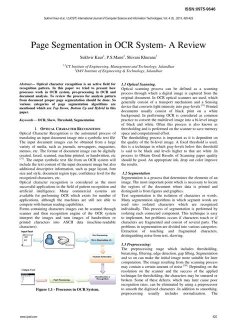 Pdf Page Segmentation In Ocr System A Review