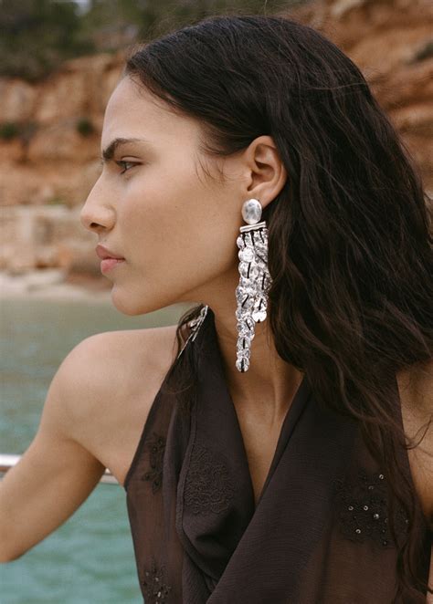 Iron Bead Waterfall Earrings Women Mango Taiwan Area