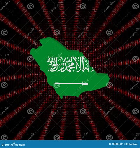 Saudi Arabia Map Flag On Red Hex Code Burst Illustration Stock