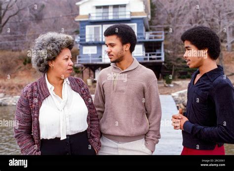 Pulitzer Prize Winning Author Toni Morrison With Her Sons Ford And Slade At Her Upstate New York